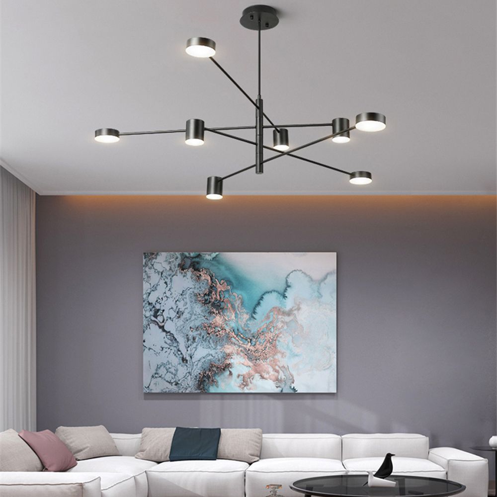 Lustra Rea 8 surse de iluminare LED, Otel, Negru, 750x1240 mm - eMAG.ro