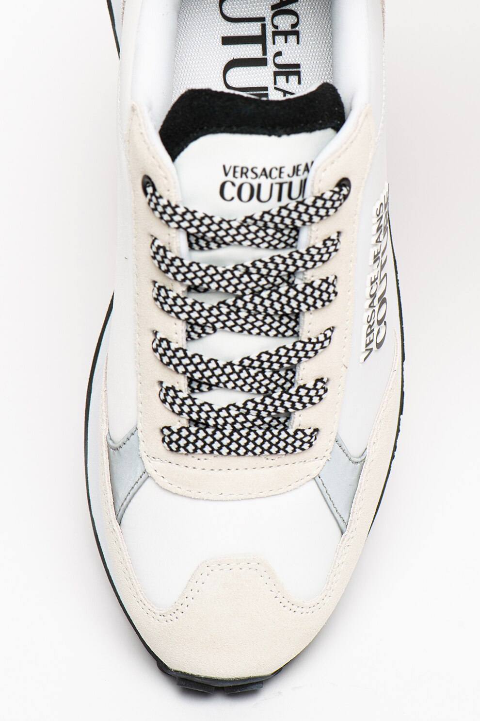 Versace Jeans Couture, Pantofi sport cu insertii de piele intoarsa ...