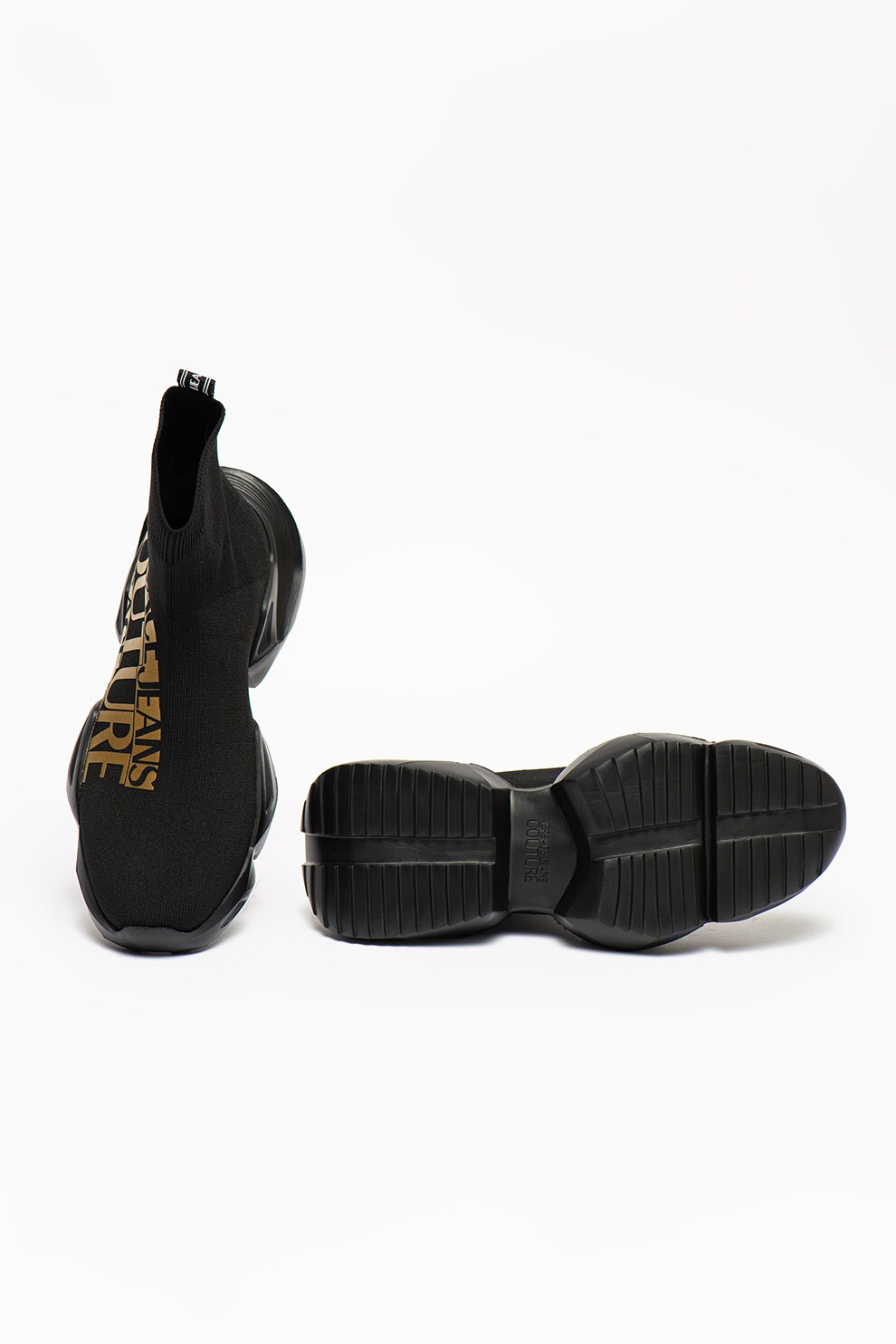 Versace Jeans Couture, Pantofi sport slip-on Gravity, Negru/Auriu, 44 ...