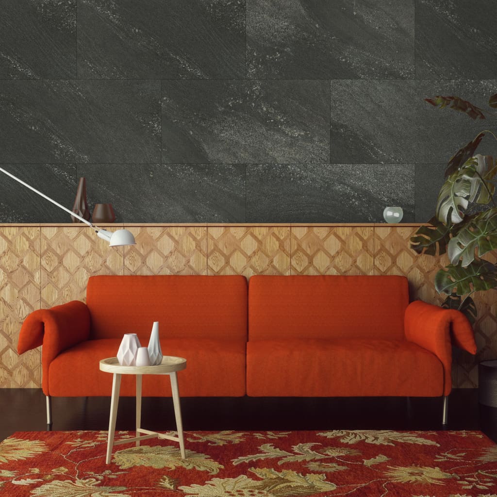 Set de 11 panouri de perete, Grosfillex, PVC/Piatra, 30 x 60 cm, Negru ...