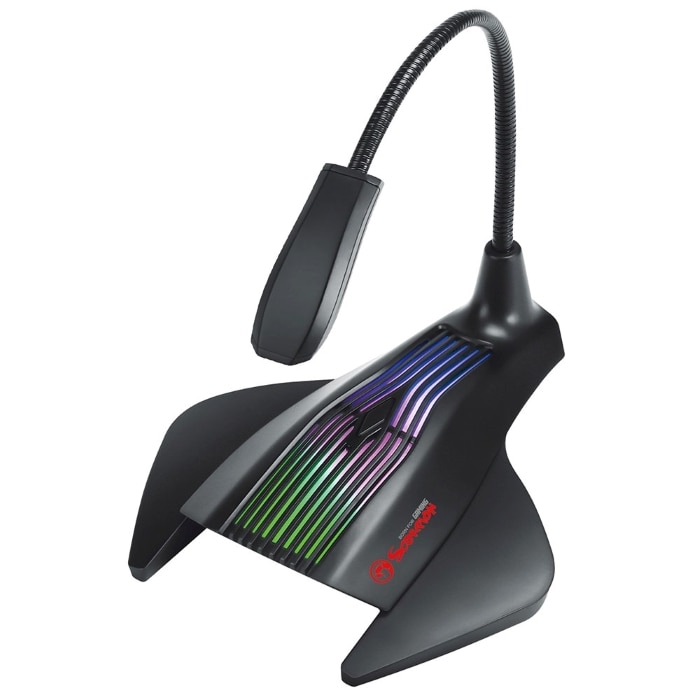 Microfon Marvo MIC01, Pentru PC, Gaming, Negru, Iluminare de fundal RGB ...
