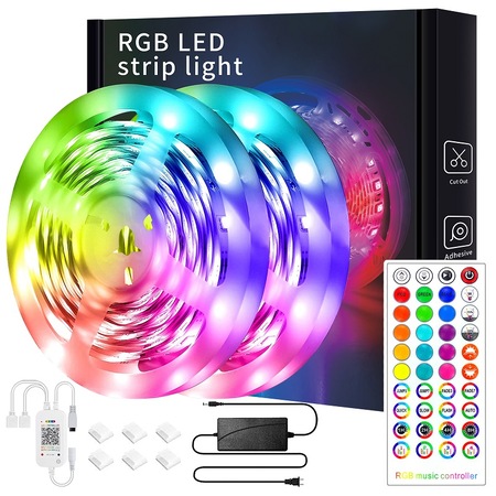 Kit Banda LED RGB 5050, 20 Metri, Bluetooth Controlul APP, Mod muzica ...