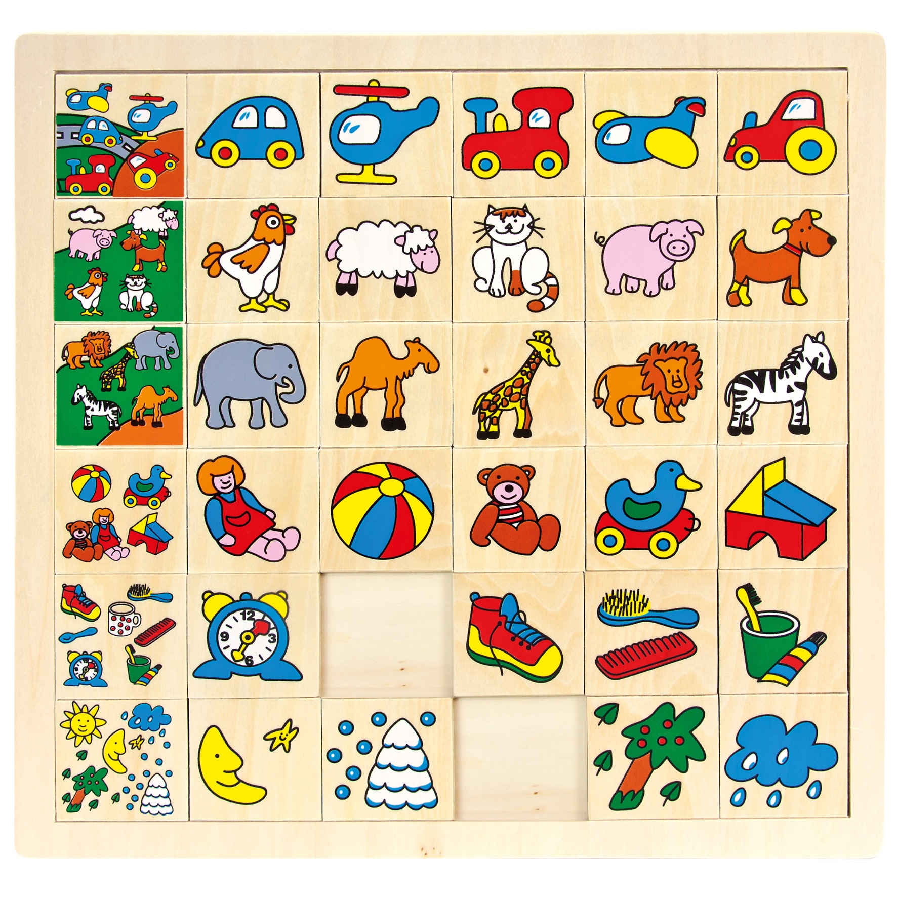 Set puzzle ferma copii, Lemn, 36 piese, Multicolor - eMAG.ro