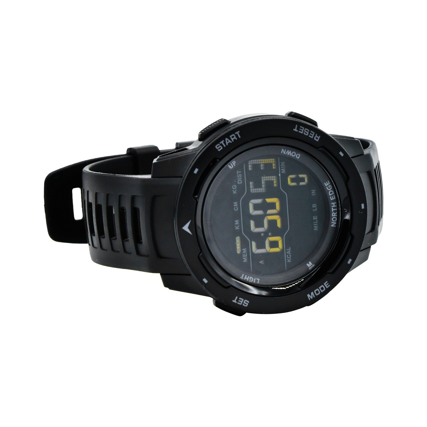 Ceas digital pentru barbati, Negru, cu alarma, pedometru dublu ...