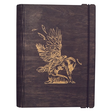 Agenda A5 din lemn personalizata prin gravura, VintageBox, Ingerul ...