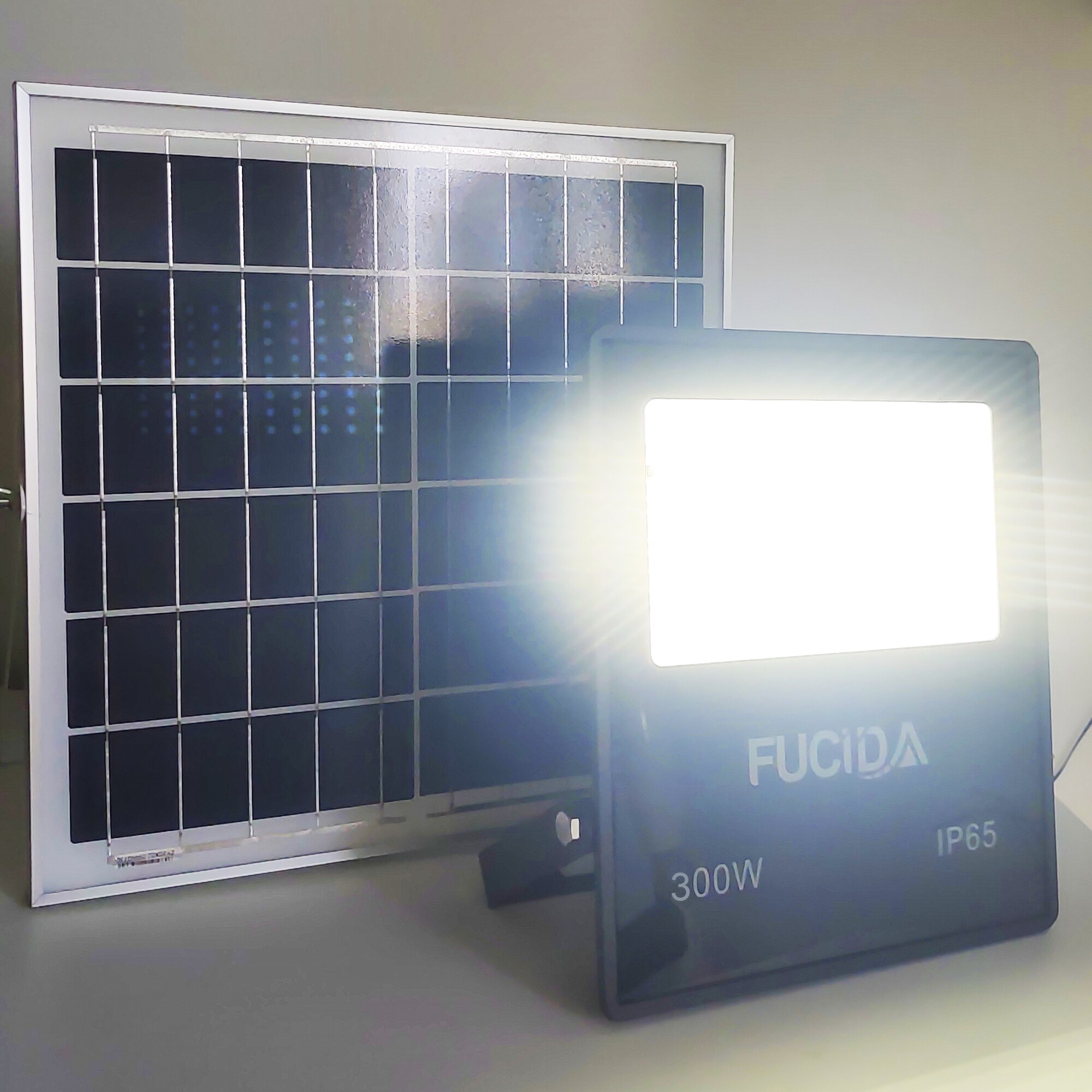 Proiector Solar Led, 300W (100W), 1150Lm, 6500K, IP65, Fucida - eMAG.ro