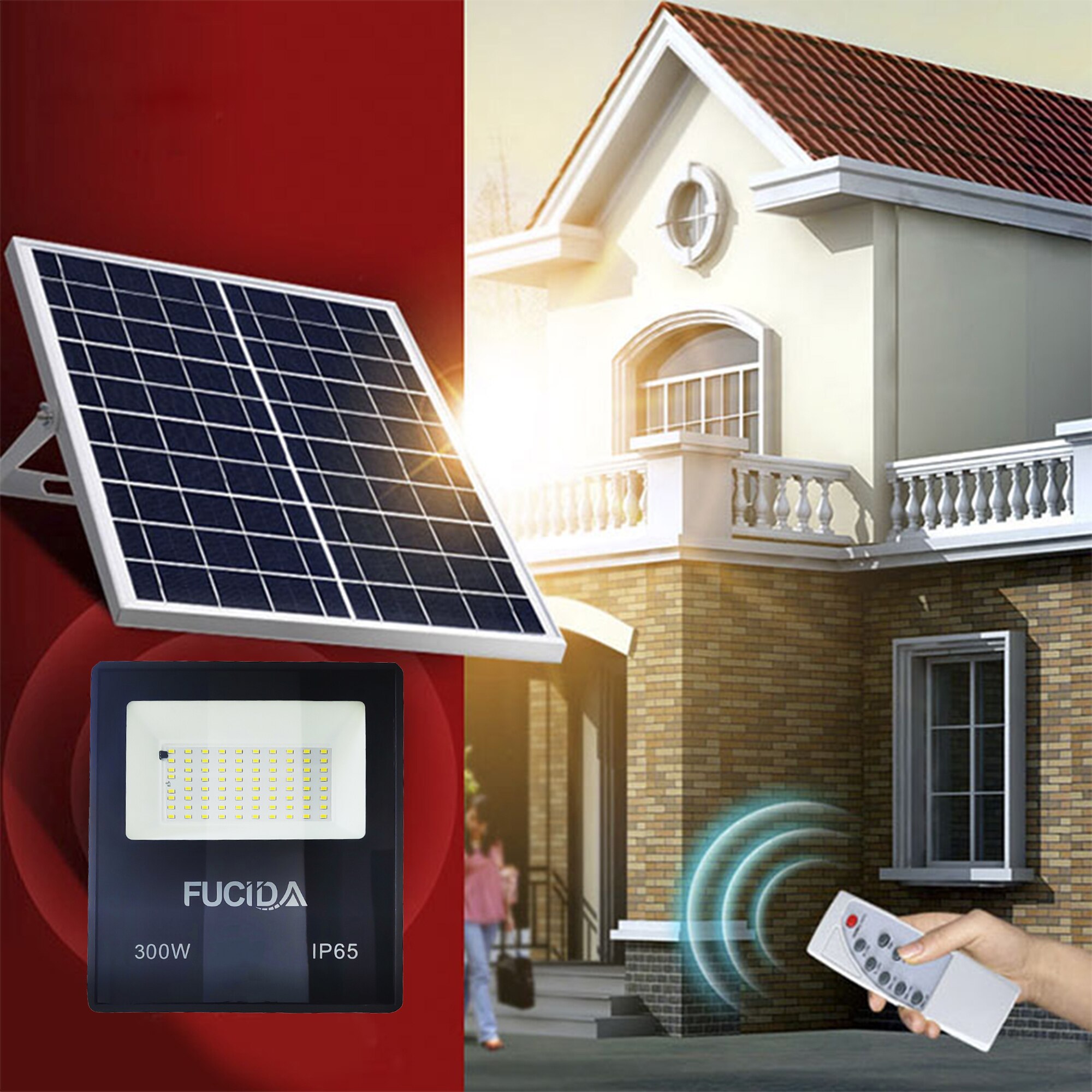 Proiector Solar Led, 300W (100W), 1150Lm, 6500K, IP65, Fucida - eMAG.ro