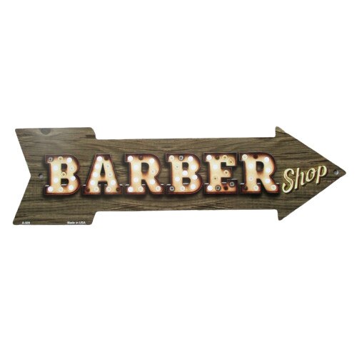 Декоративна метална табелка Arrow Barber shop, 44x13cm, Кафяв - eMAG.bg