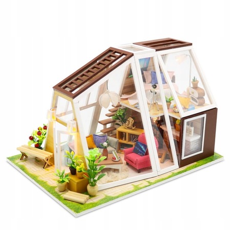Casuta de papusi miniatura DIY La lac, Habarri, Material Lemn, Tesatura ...