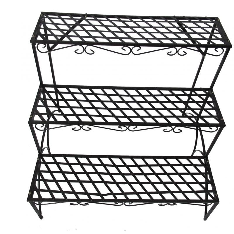 Pergola pentru flori cu 3 rafturi 70 x 60 x 60 cm, negru - eMAG.ro