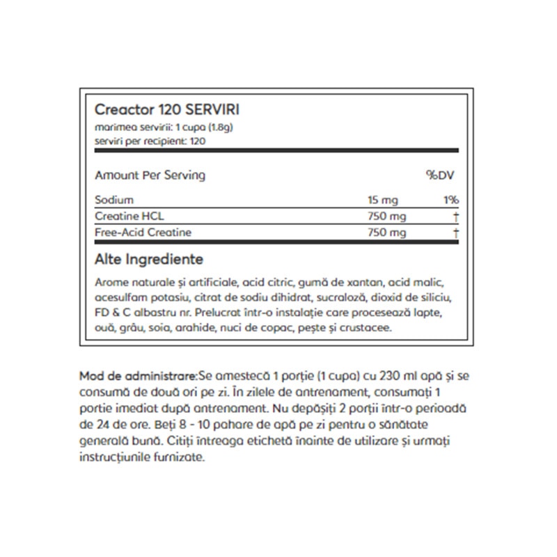 Creatina Hidrocolorida HCL, Muscletech, Creactor, Blue Raspberry, 264g ...