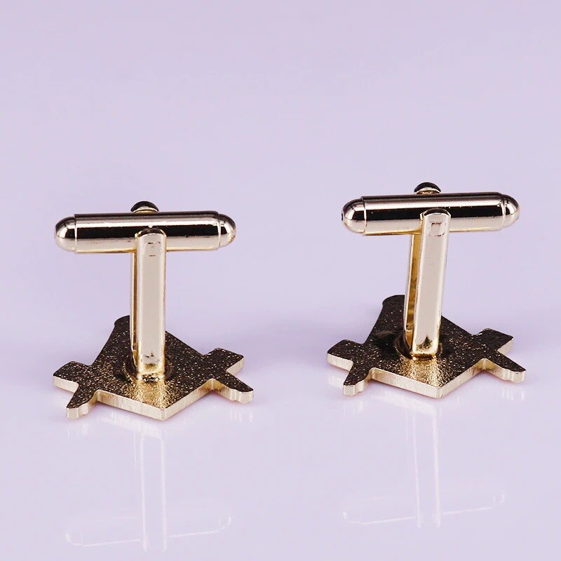 Butoni masonici, model echerul si compasul, auriu/albastru, 2cm - eMAG.ro