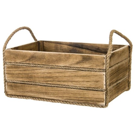 Lada decorativa cu manere din franghie, Maro, 35 x 24 x 15 cm - eMAG.ro