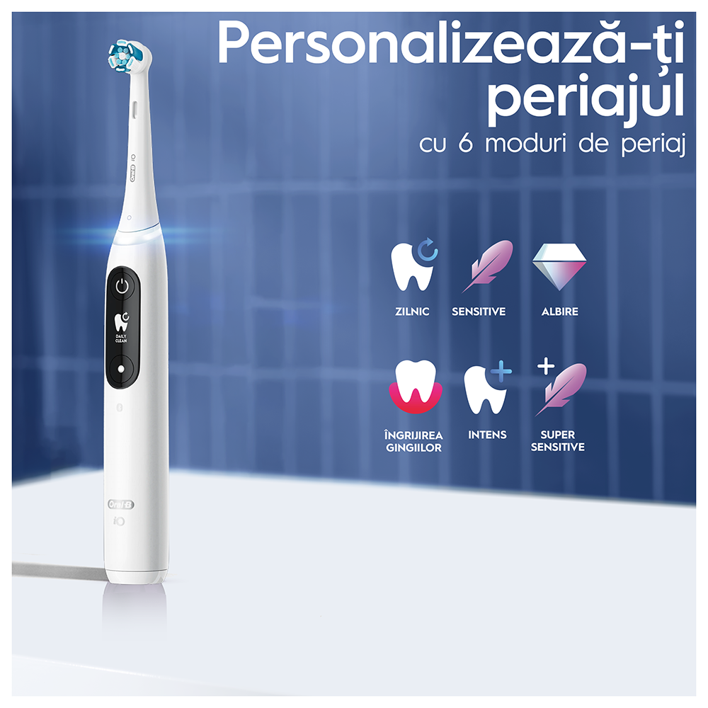 Periuta de dinti electrica Oral-B iO8 cu Tehnologie Magnetica si Micro-Vibratii, Inteligenta ...