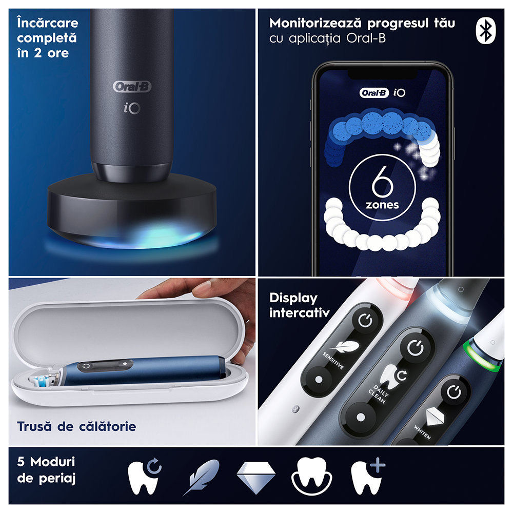 Set 2 x Periuta de dinti electrica Oral-B iO7 cu Tehnologie Magnetica si Micro-Vibratii ...