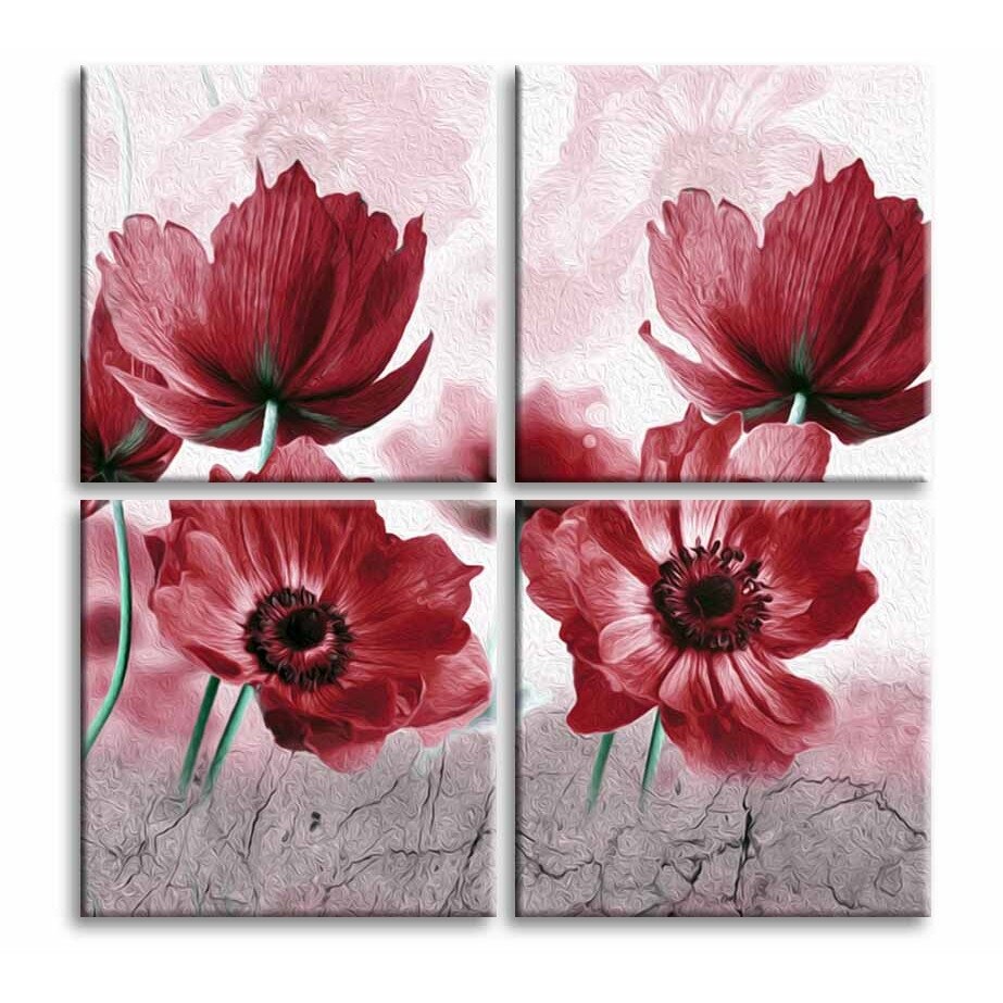 Set tablouri Dalenor, Mac rosu, 90 x 90 cm - eMAG.ro