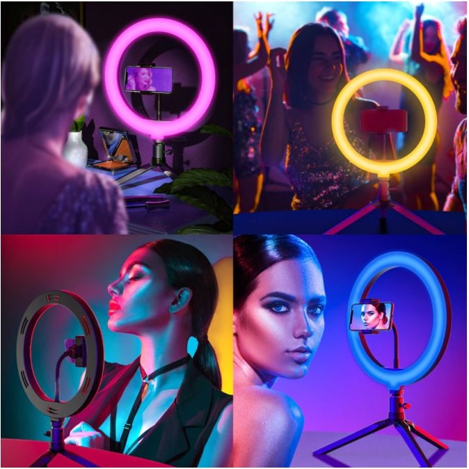 Lampa circulara Ring Light 26cm/10" INCH cu lumina RGB, Conectare usb ...