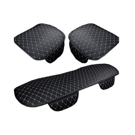 Set 3 huse scaun auto pentru sezut, piele ecologica neagra - eMAG.ro