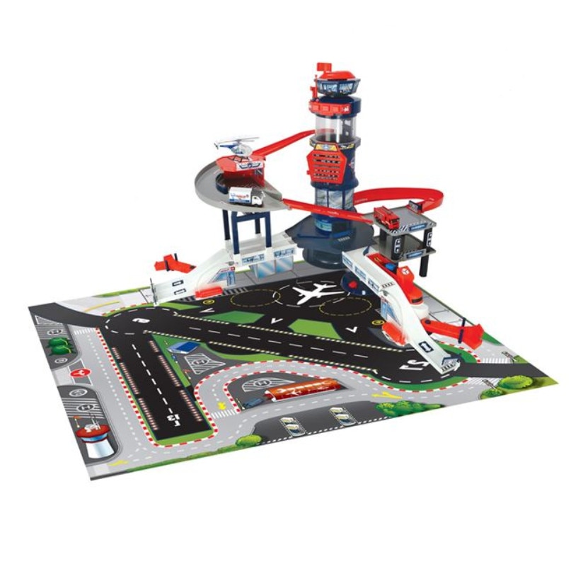 Set joc de aeroport cu pista, turn de control, avion si vehicule ...