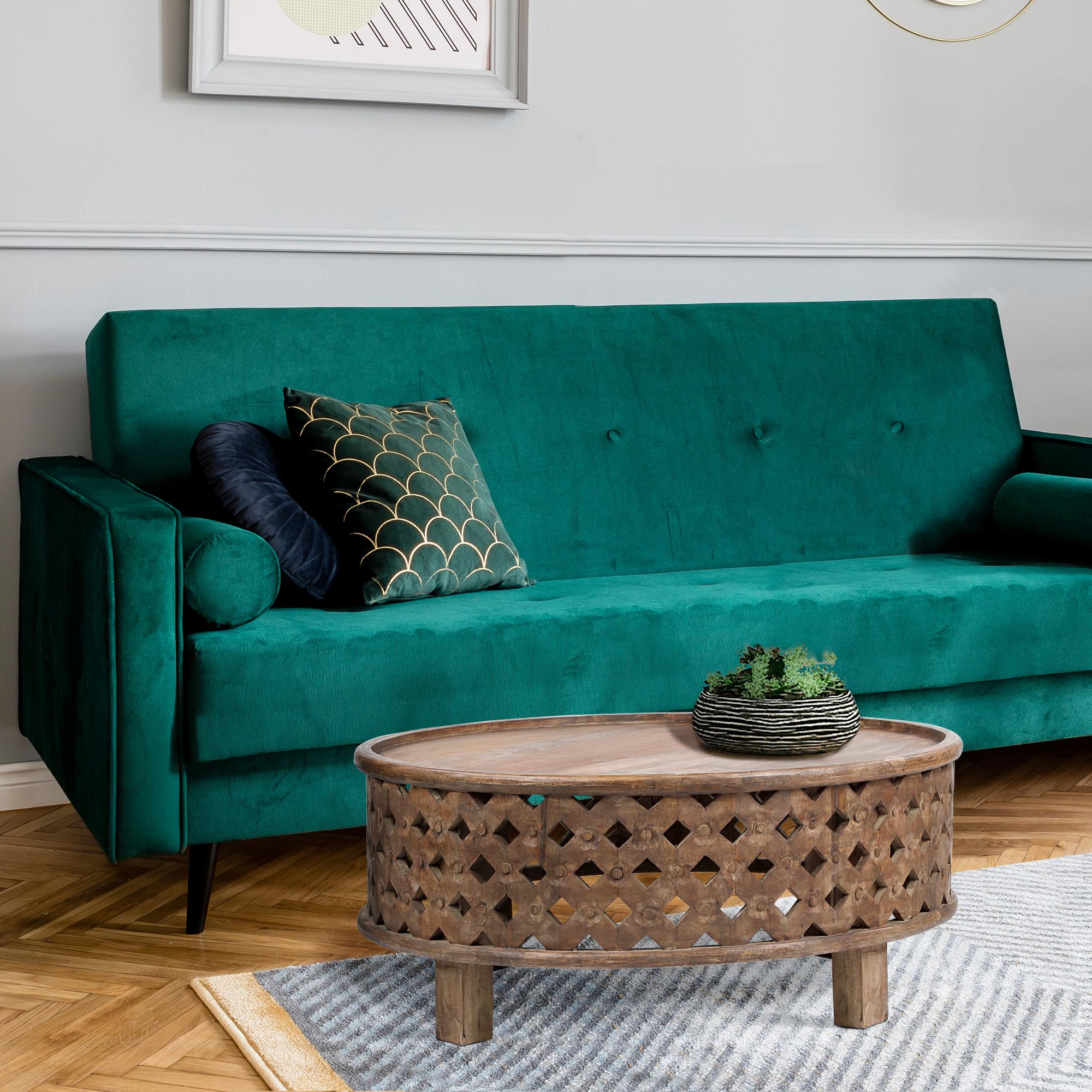 Masuta de cafea/living, WOMO-Design, Ø100 x 45 cm, rotunda, maro ...