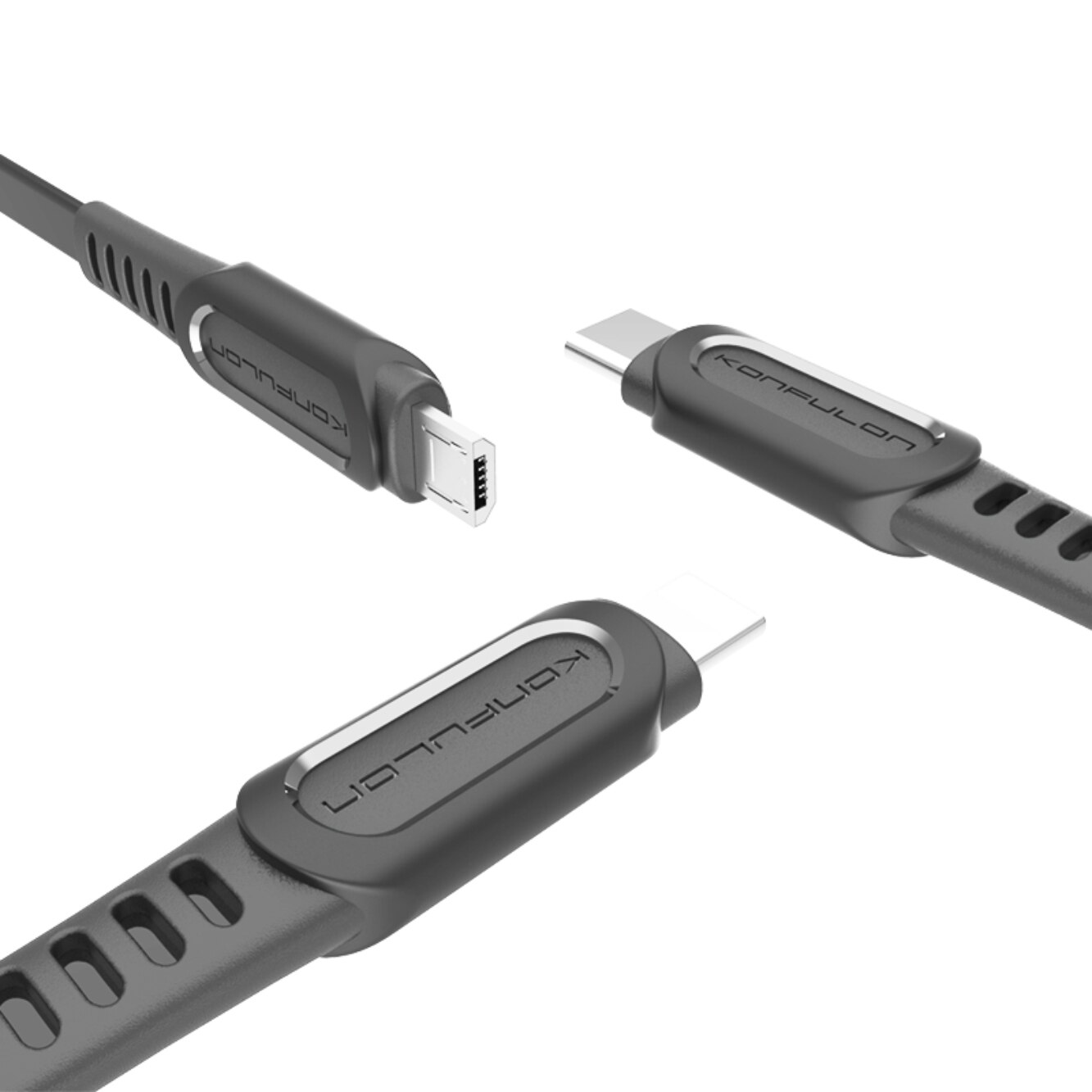 Cablu de incarcare rapida pentru mufe Micro-USB, USB-C, Lightning, 3A ...