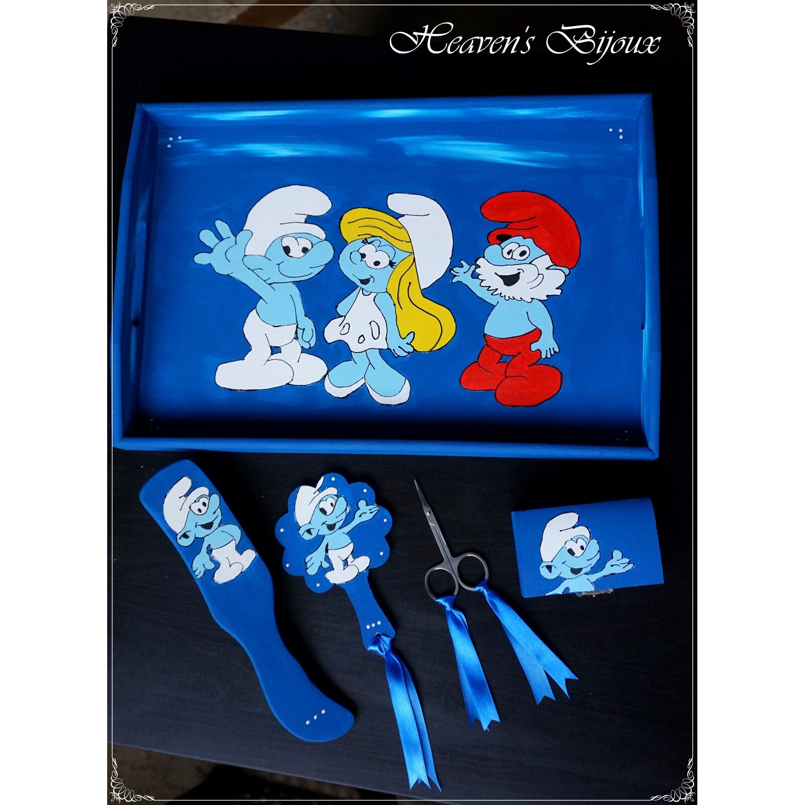 Set turta/mot pentru aniversarea de 1 an, Strumfi, personalizabil, 5 ...