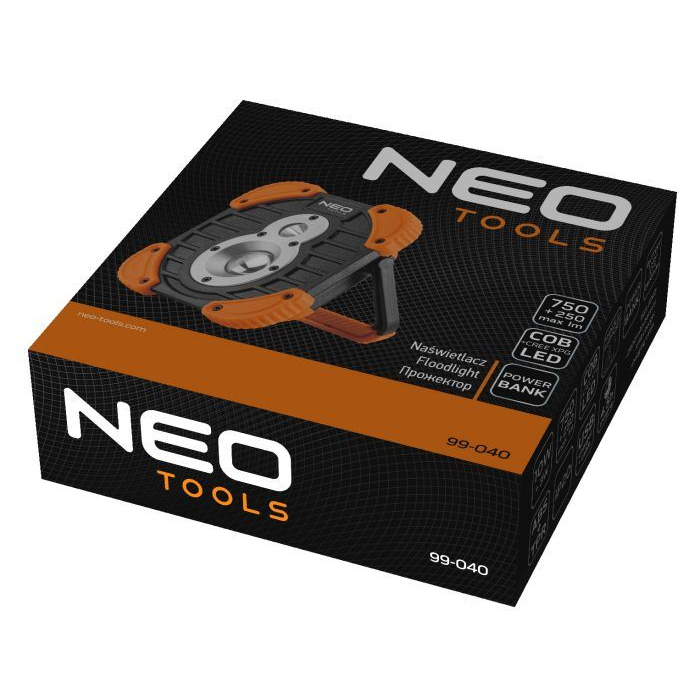 Neo Tools 99-040 Reflektor talpas tölthető 750+250lm COB LED powerbank ...