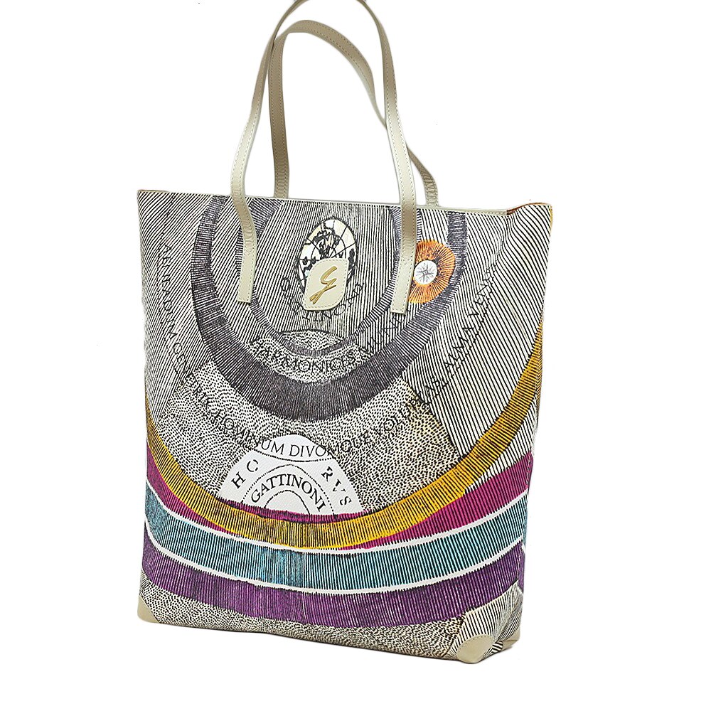 Geanta de dama Gattinoni, din canvas si piele naturala, crem - eMAG.ro