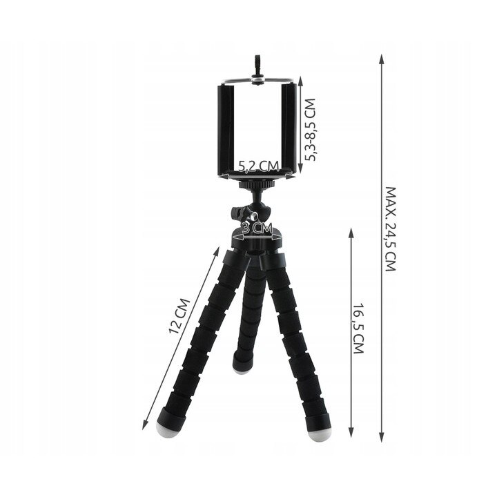 Mini trepied flexibil, Zola®, cu prindere pentru telefon, ajustabil 360 ...