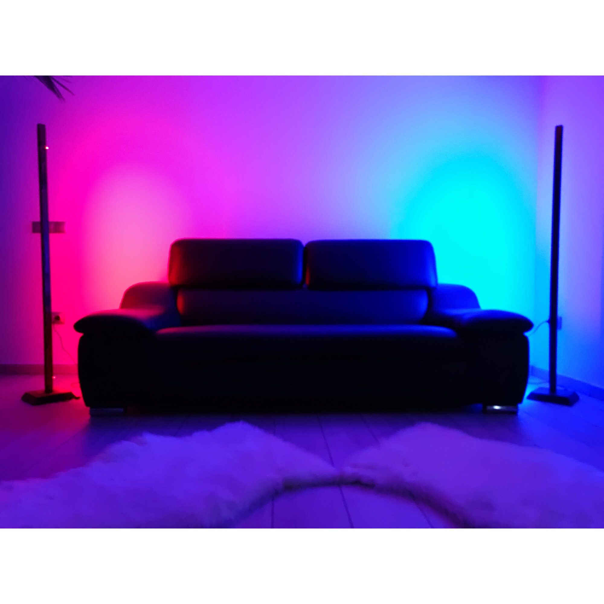 Lampadar LED RGB cu sincronizare muzicala, 20W,1400 lm, 143 cm, Lemn ...