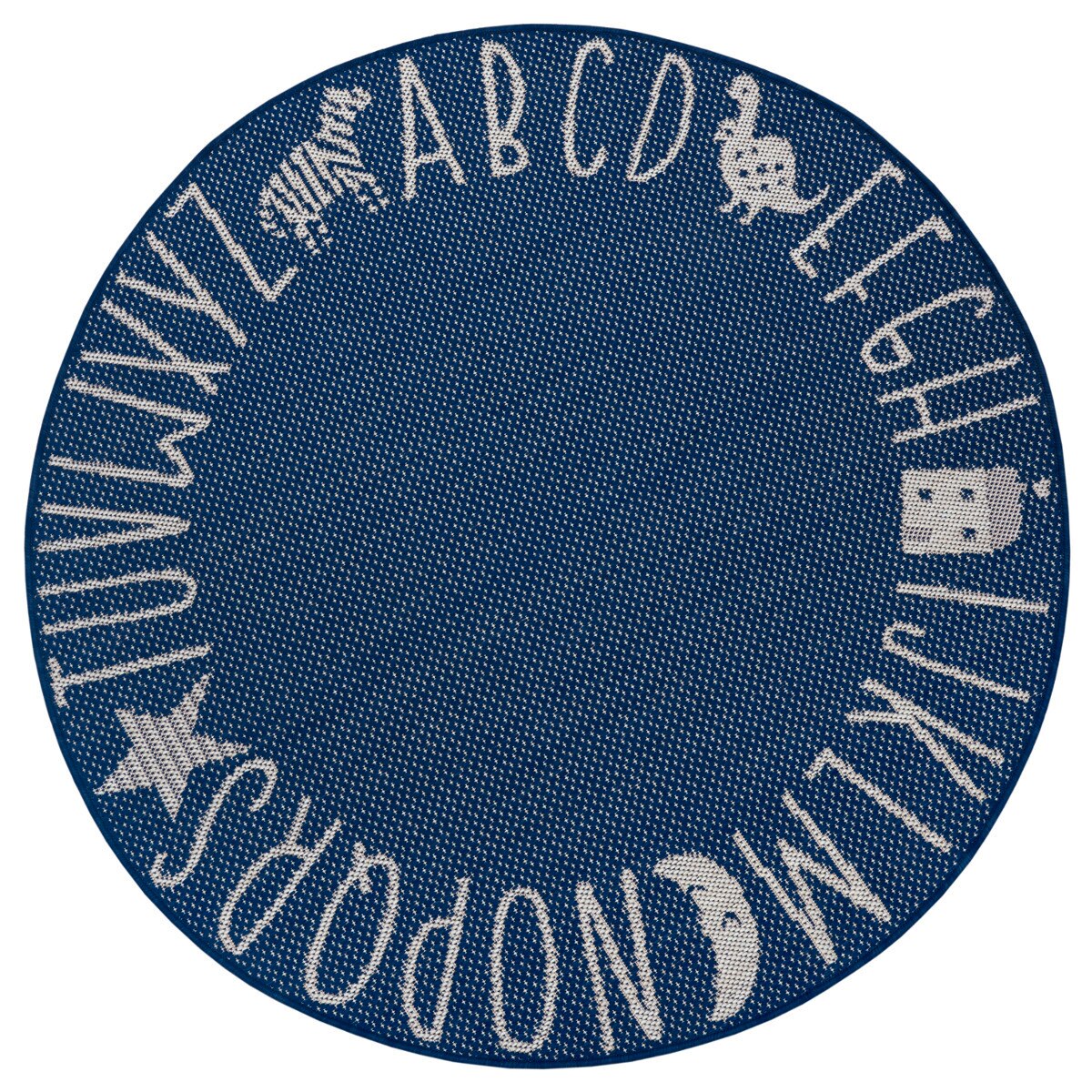 Covor Copii si Tineret Kelpie, Rotund, Albastru/Crem 120x120 - eMAG.ro