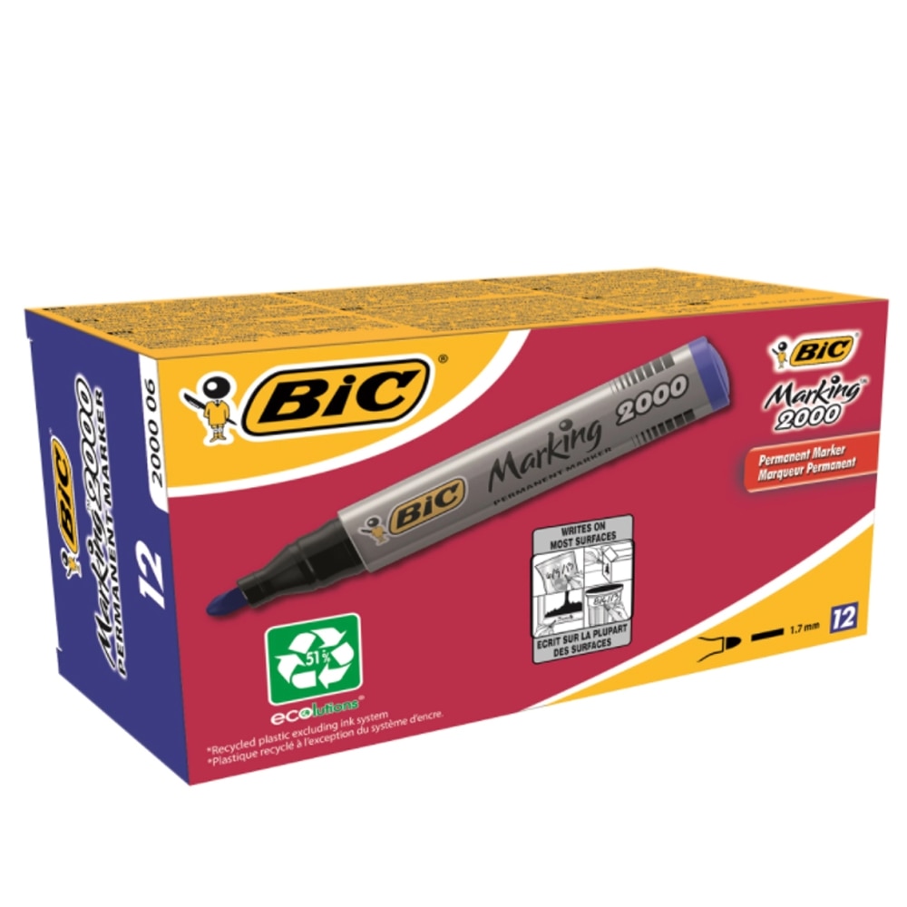 Marker permanent 2000 albastru 12/cutie - BIC - eMAG.ro