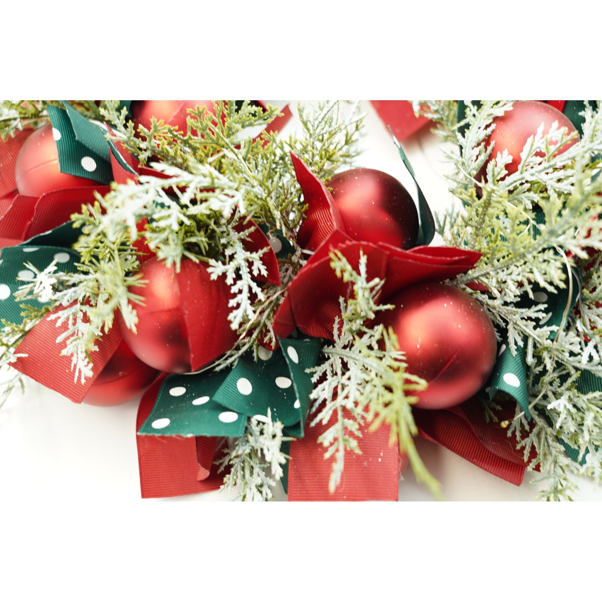 Coronita de Craciun pentru usa, Rosu/Verde, 40 cm, PVC, Artificiala ...