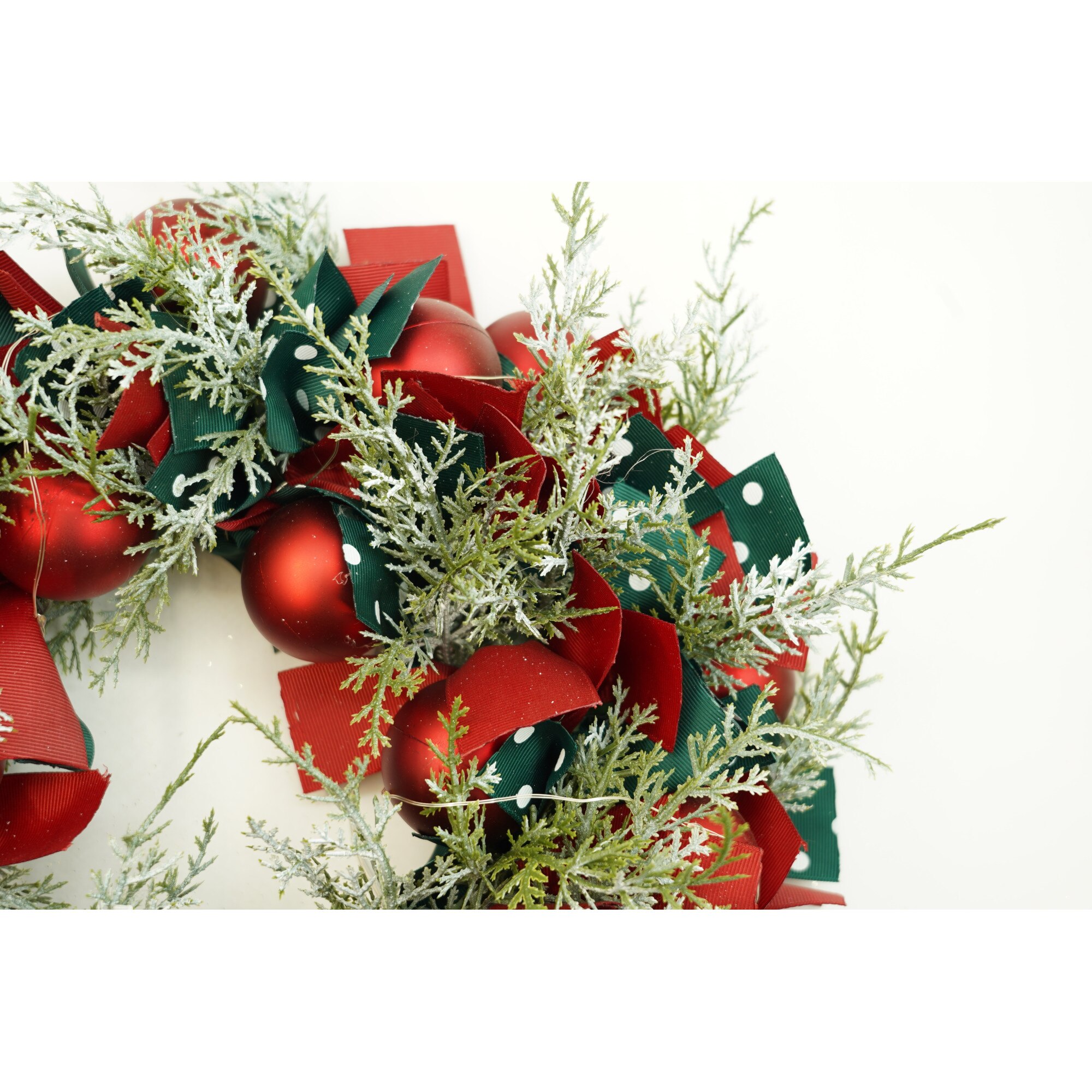Coronita de Craciun pentru usa, Rosu/Verde, 40 cm, PVC, Artificiala ...