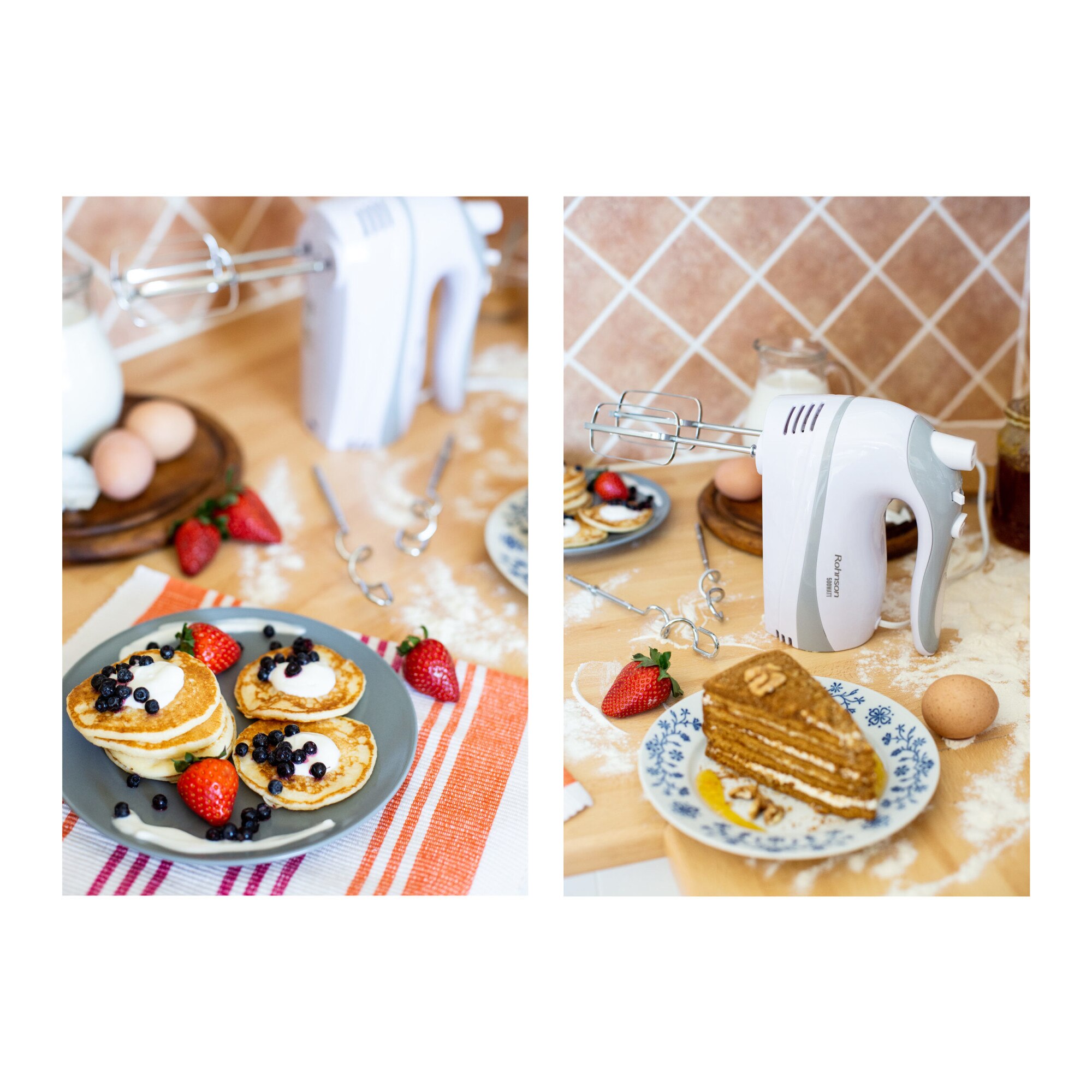 Mixer de mana Rohnson R5510, 500 W, 5 viteze, Turbo, Alb - eMAG.ro