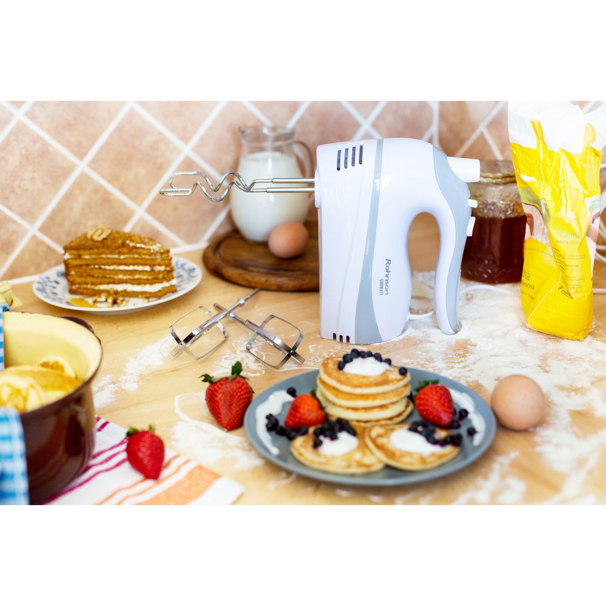 Mixer de mana Rohnson R5510, 500 W, 5 viteze, Turbo, Alb - eMAG.ro