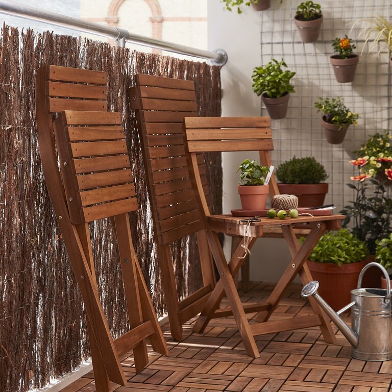 Set masa lemn plianta YANA, cu 2 scaune pliante 60 x 60 x 74 cm - eMAG.ro