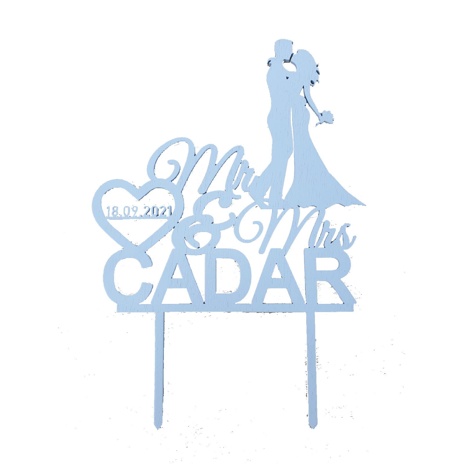 Topper pentru tort, Mire si Mireasa, personalizat, 30x20 cm - eMAG.ro