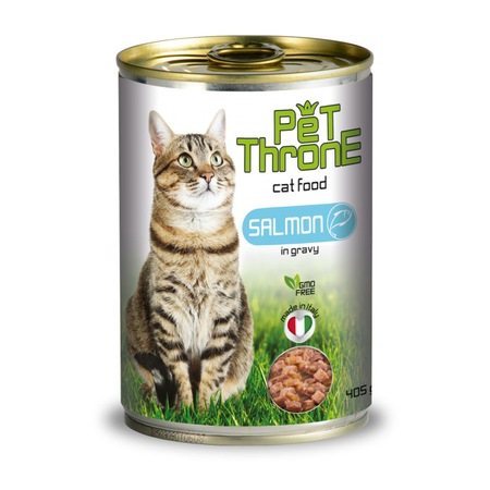 Conserva pentru pisici, Pet Throne, cu Somon, 405 g - eMAG.ro