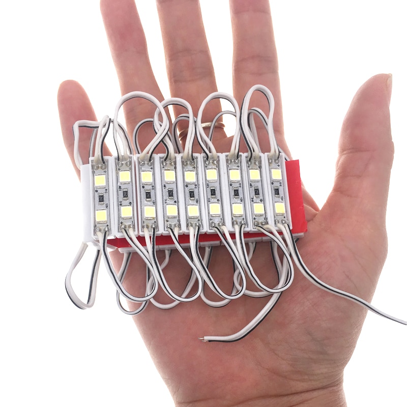 Set 20 mini module led 2835 12v 0.4 w IP65 26 x 7 mm lumina alb rece ...