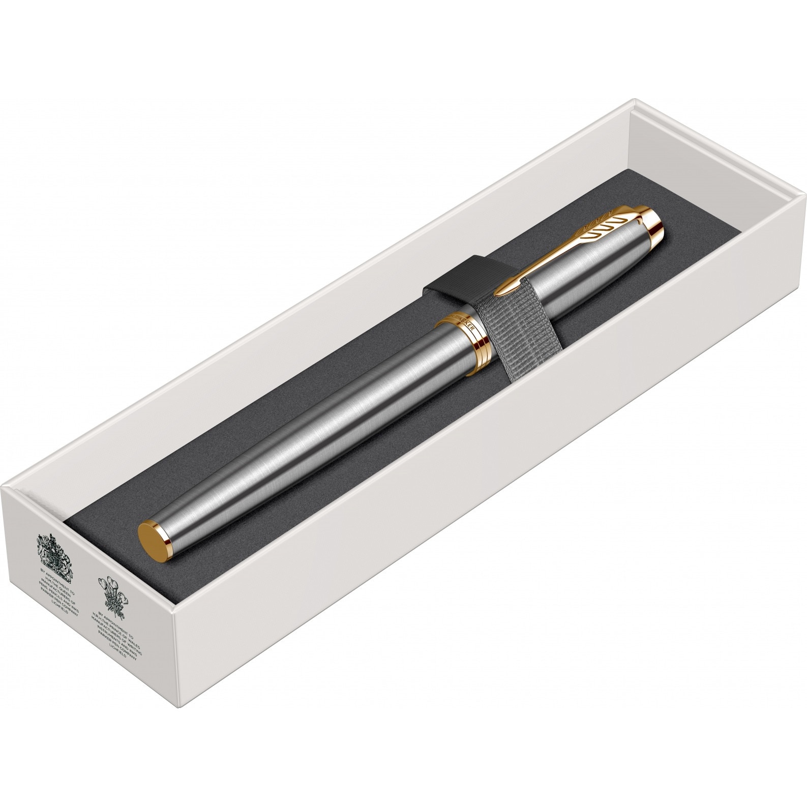 Set Stilou Parker IM Royal Brushed Metal GT gravat, cu Cartuse lungi ...