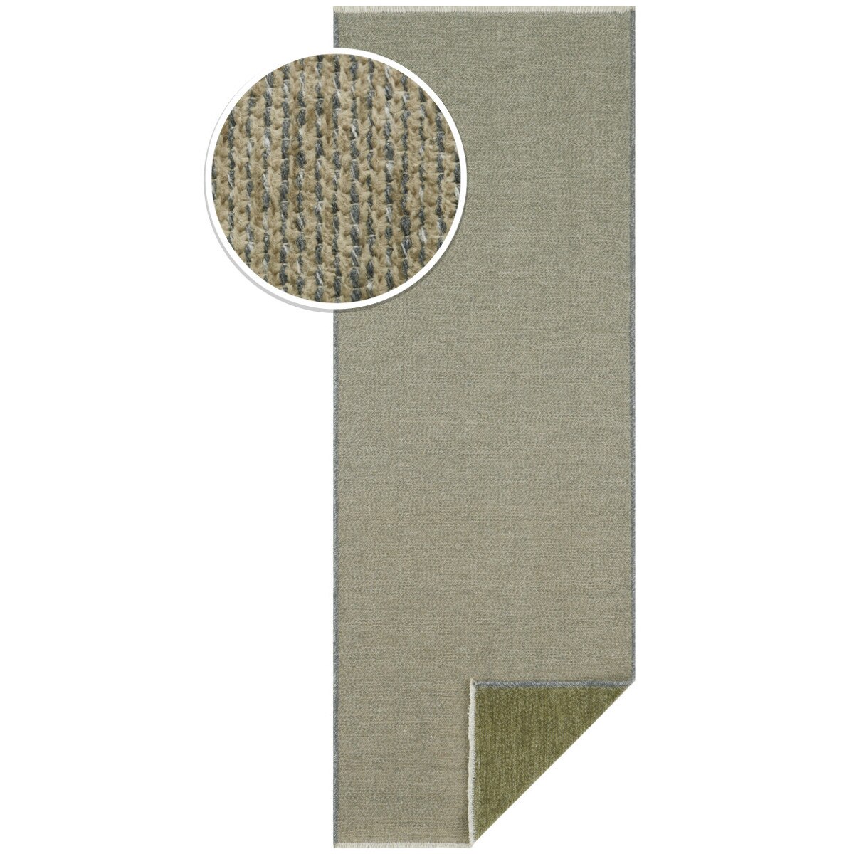 Covor Reversibil Unicolor Duo, Taupe/Verde 80x200, C133-4710512 - eMAG.ro