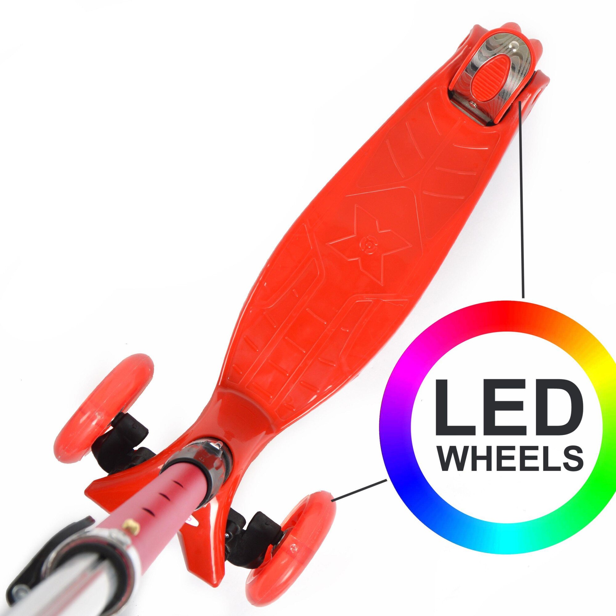 Trotineta cu 3 roti Apollo Kids Whiz, Cu roti cu LED, 57х13,5cm, Rosu ...