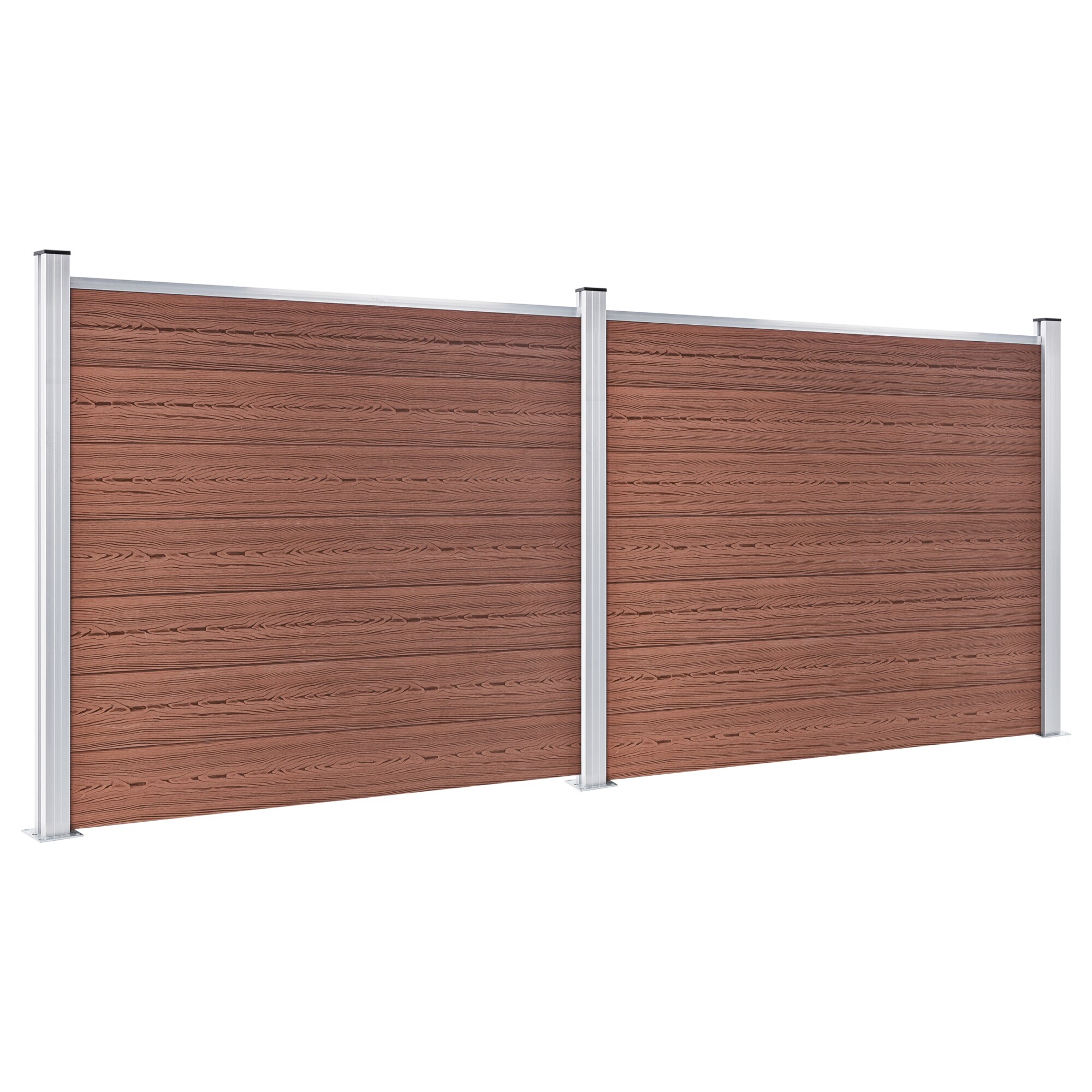 Set de 14 panouri de gard cu stalpi, vidaXL, Lemn compozit, 353 x 146 ...