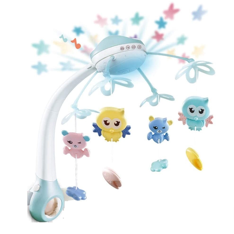 Carusel Patut Cu Telecomanda,500 Melodii,Culoare Alb/Albastru - eMAG.ro