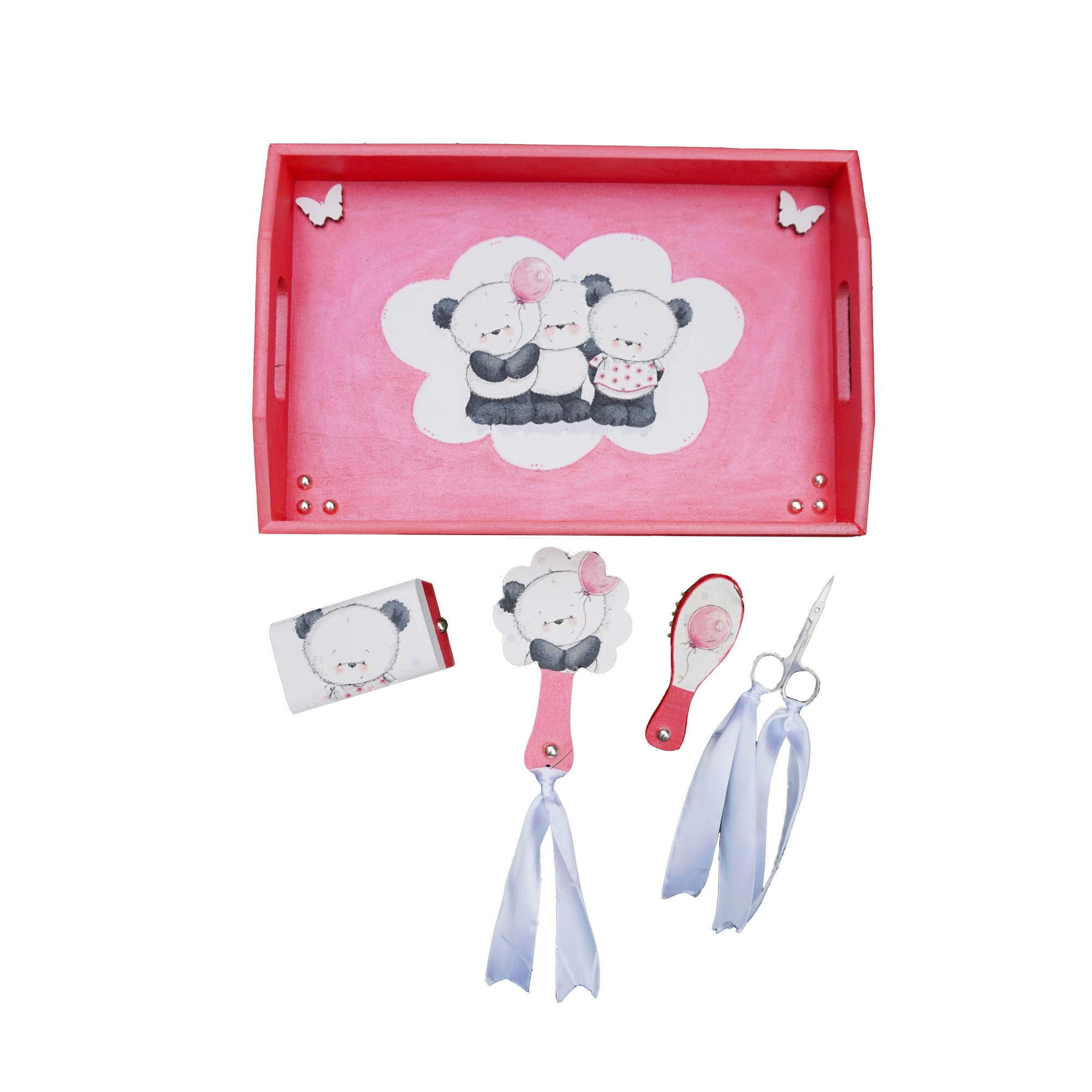 Set turta/mot pentru aniversarea de 1 an, 3 ursuleti, personalizabil, 5 ...