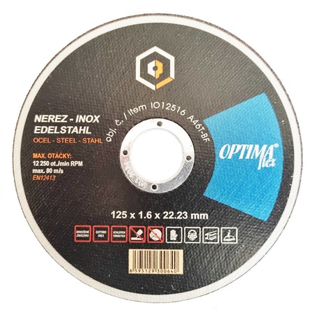 Disc abraziv pentru taiat metal si Inox OPTIMA flex 125 x 1.6 x 22.2 ...