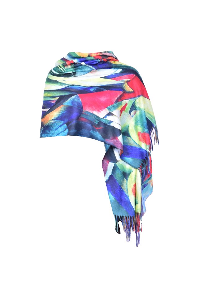 Fular tip esarfa pictata 2, Dacali, casmir ,04 verde/rosu - eMAG.ro