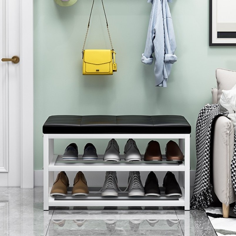 Пейка за обувки, здрава метална рамка, с рафтове за обувки, черна, 70 x ...