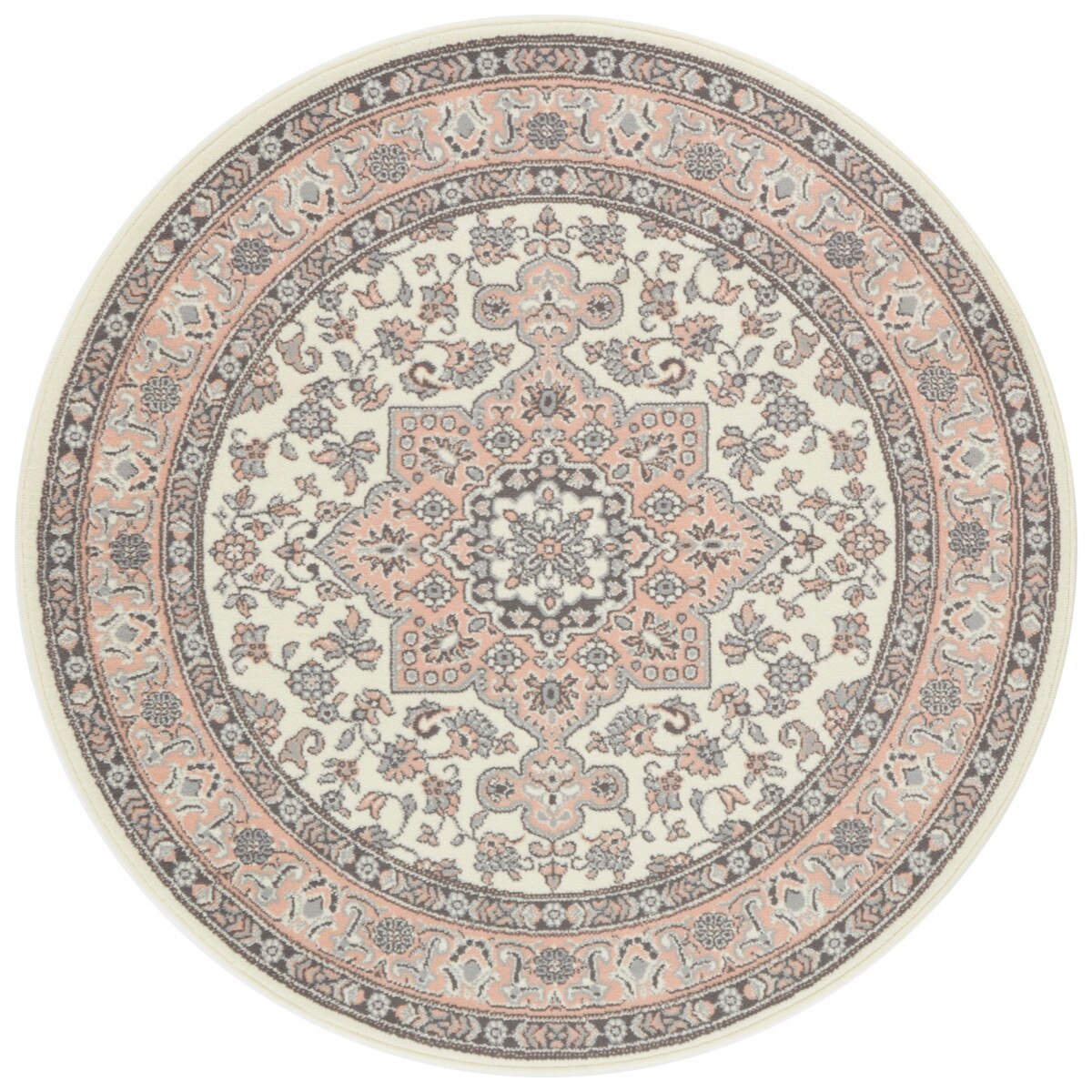 Covor Oriental & Clasic Mirkan, Crem/Roz 160x160, Rotund, C13-479902 ...